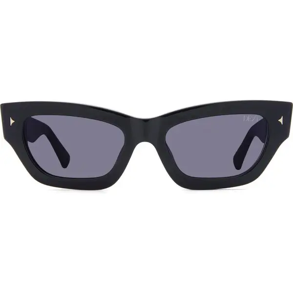 Dezi Stacked 55mm Cat Eye Sunglasses - Black/dark Smoke/gold