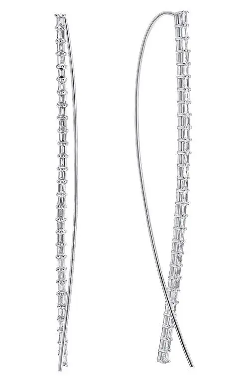 Lana Jewelry 14k Gold Baguette Diamond Threader Earrings - White Gold