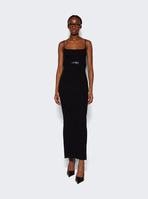 Alexander Wang Ribbed Long Tank Dress With Leather Belt In Black - 40% Off  | Editorialist
