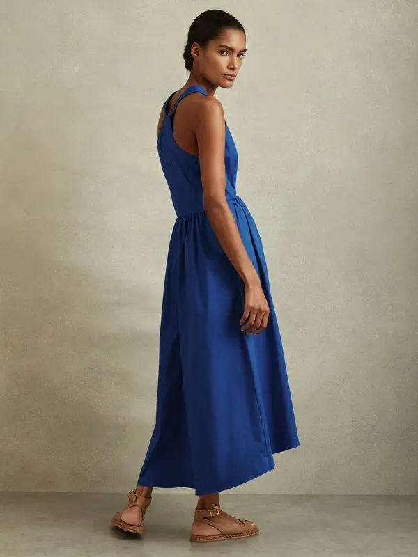 Reiss Yana Petite Cotton-Blend Midi Dress In Cobalt Blue - 43% Off |  Editorialist