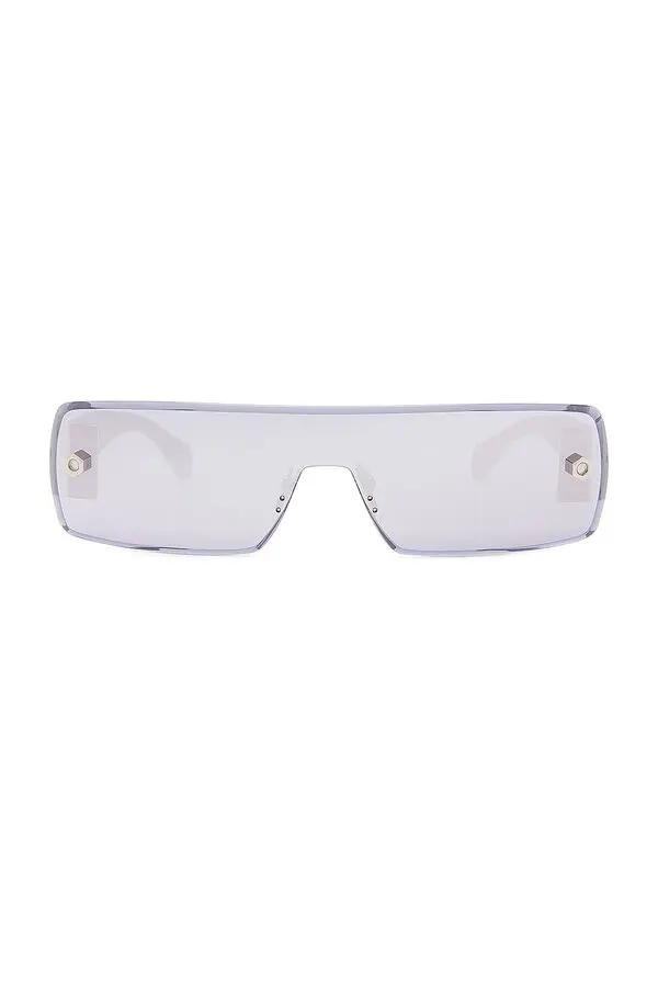 Alaïa Lettering Logo Rectangular Sunglasses - Silver