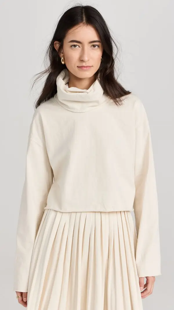 LES TIEN Coreena Cropped Cowl Neck Top