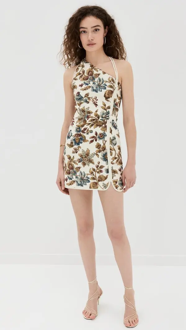 eleanora asymmetric mini dress Eleonora Diamante Trim Mini Dress / Black | MESHKI