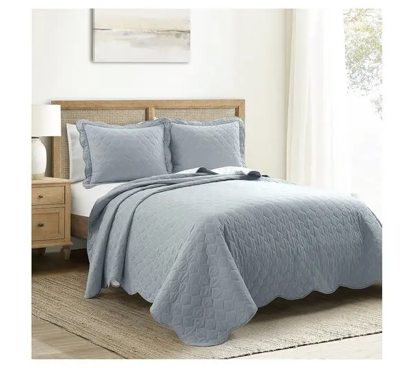 LUSH DECOR Coastal Scallop Edge Reversible Quil T Set-f/q - One-color