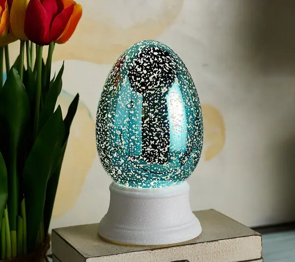 VALERIE PARR HILL As Is 8.5' Mercury Finish Glitter Egg Valerie - One-color