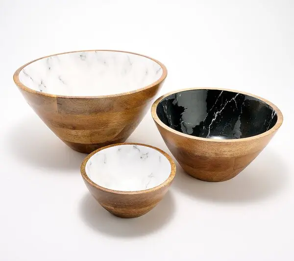 TEMP-TATIONS As Is X Alberti Set Of Mango Wood Bowls - One-color