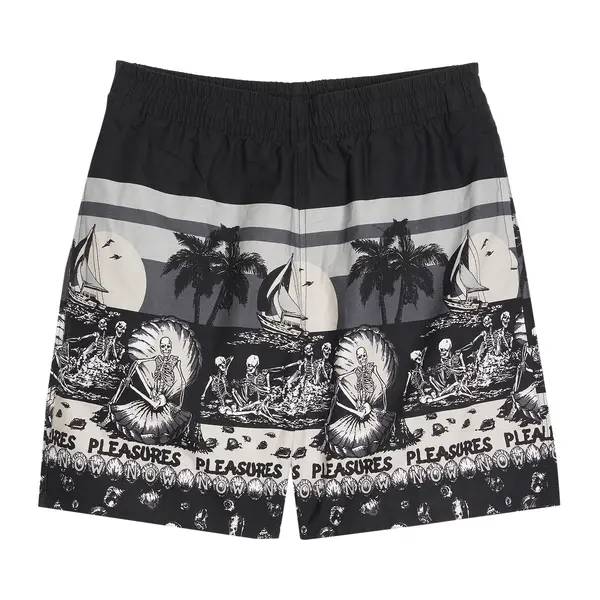 PLEASURES Printed Beach Short - Black