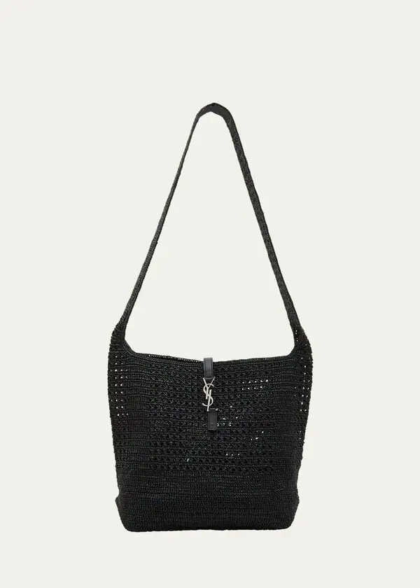 Saint Laurent Le 5 A 7 Raffia Hobo Bag - Nero/nero