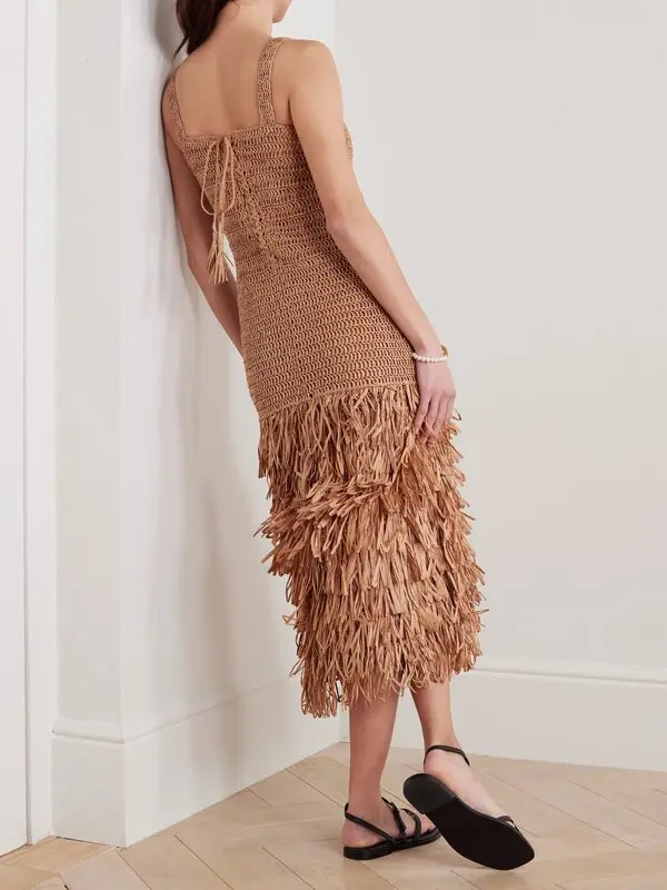 brown pineapple jewelry midi dress FARM Rio Pineapple Jewelry Midi Dress in Brown