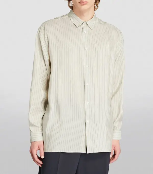The Row Albie Striped Silk Shirt In Grey - 53% Off | Editorialist