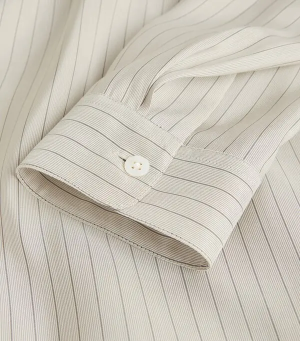 The Row Albie Striped Silk Shirt In Grey - 53% Off | Editorialist