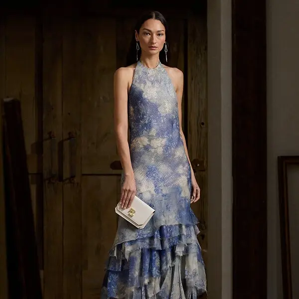 Ralph Lauren Lauraine Floral Silk Evening Dress