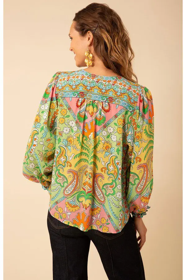 Hale Bob Leila Silk Blouse - Green