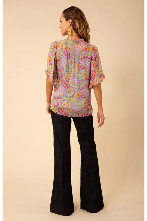 Hale Bob Diana Smocked Georgette Top