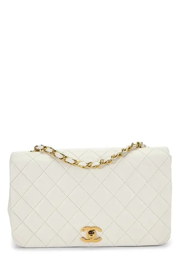 Chanel Quilted Lambskin Full Flap Bag - White