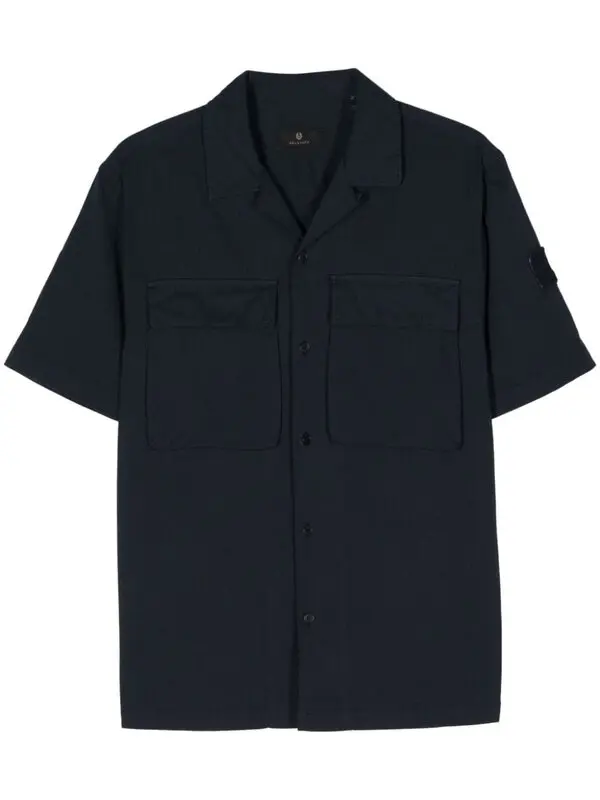 Belstaff Logo-patch Seersucker Shirt