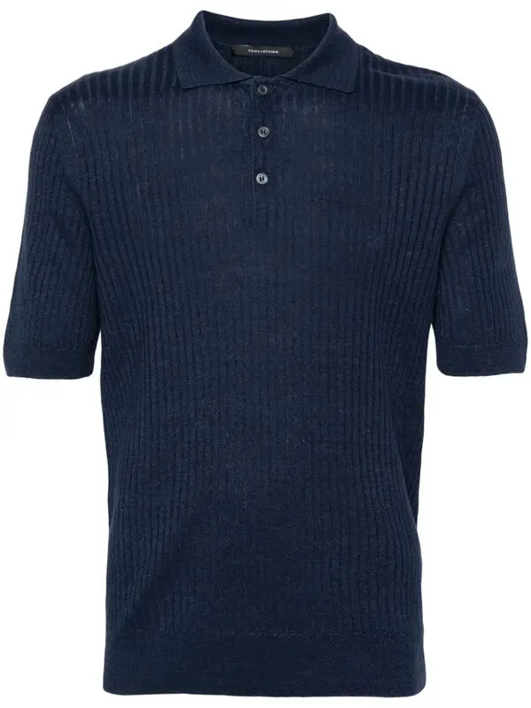 Tagliatore Ribbed-knit Polo Shirt