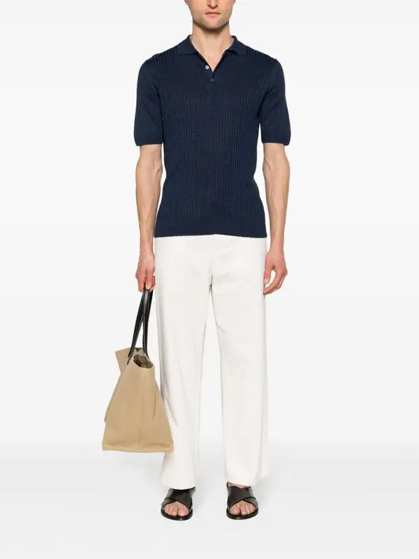 Tagliatore Ribbed-knit Polo Shirt