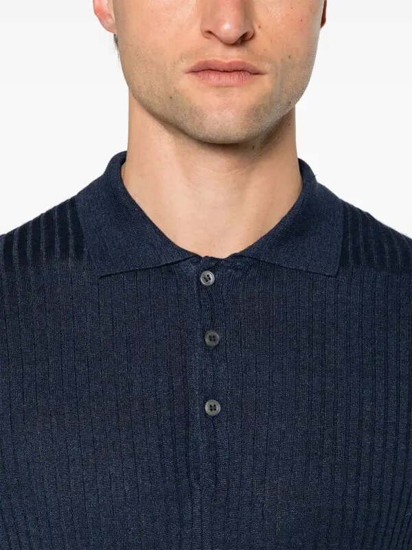 Tagliatore Ribbed-knit Polo Shirt