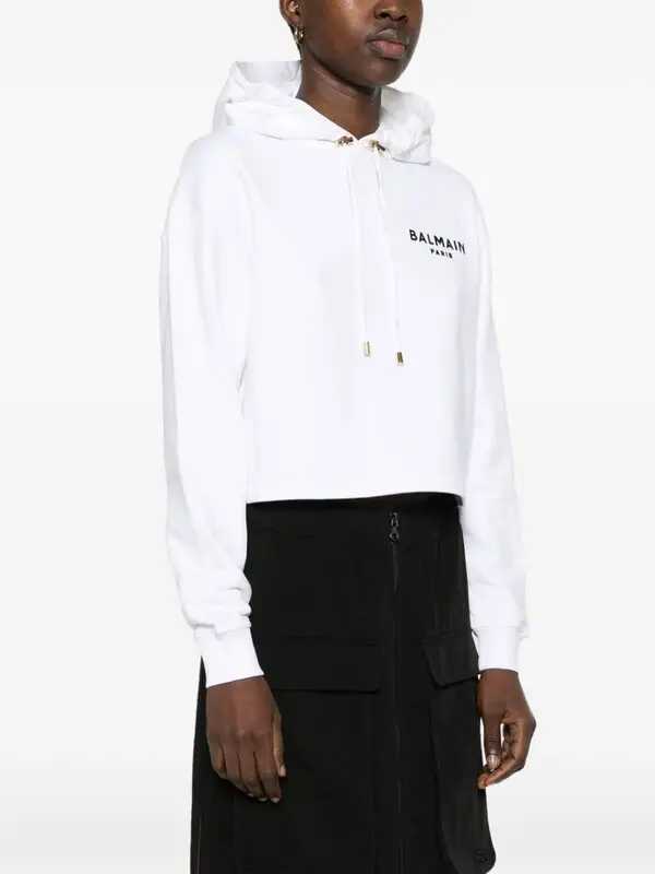 Balmain Logo-print Hoodie - Neutrals