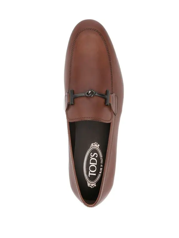 TOD'S T Ring Leather Loafers - Brown