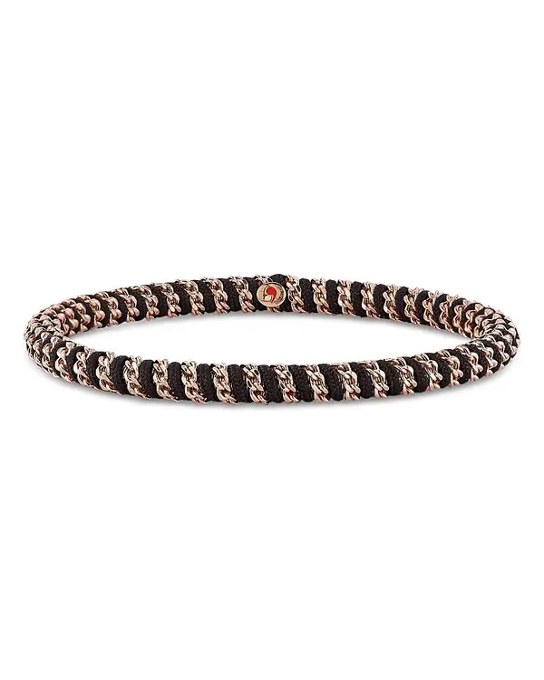Roberto Demeglio 18k Rose Gold Gio Black Nautical Cord Stretch Bracelet - Black/rose Gold