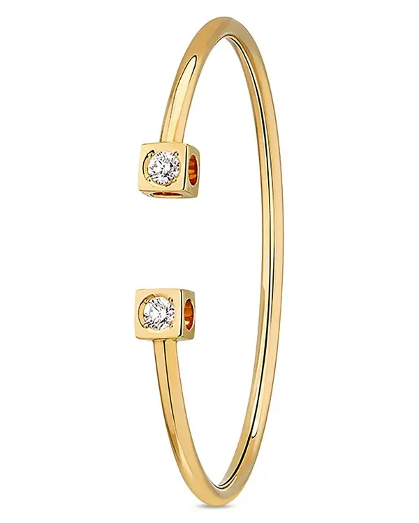 DINH VAN 18k Yellow Le Cube Diamant Cuff Bangle With Diamonds - Gold