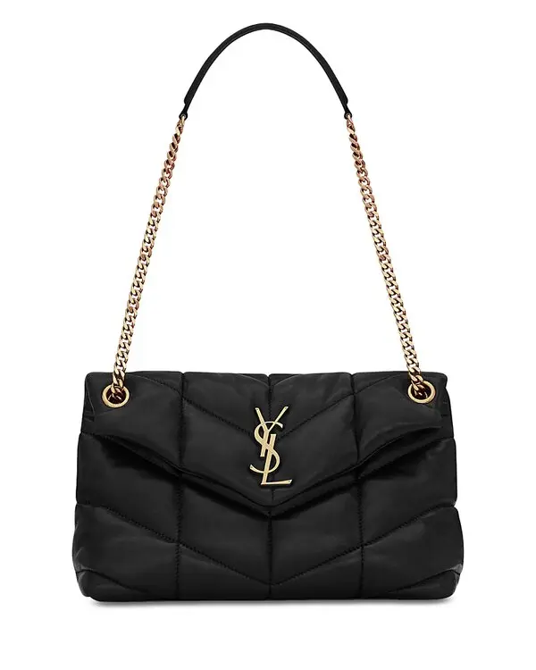Saint Laurent Puffer Handbag - Black Nappa Leather/gold