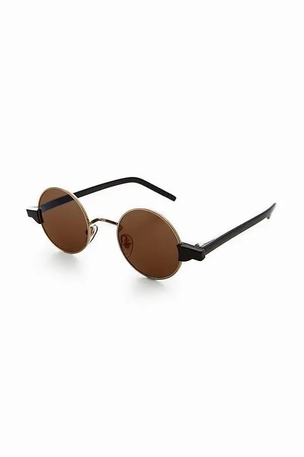 SUNGLASS MUSEUM Vintage Sean Small Round Sunglasses - Brown Lens