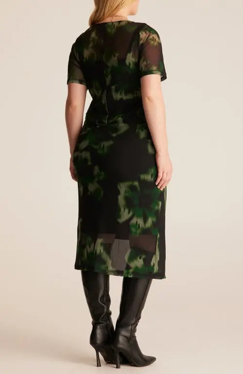 ESTELLE Floral Bouquet Mesh Overlay Dress