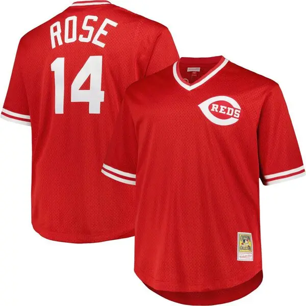 Mitchell & Ness Pete Rose Cincinnati Reds 1984 Cooperstown Collection Mesh Pullover Jersey - Red