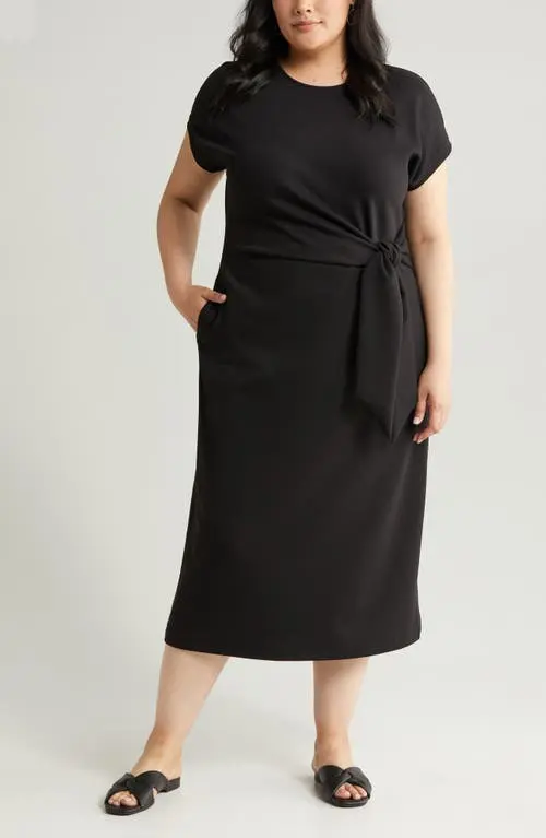 nordstrom black midi dress Pre-Loved Nordstrom Charles Henry, Women's Tiered Midi Dress, Black, Size M   Elle & Beck