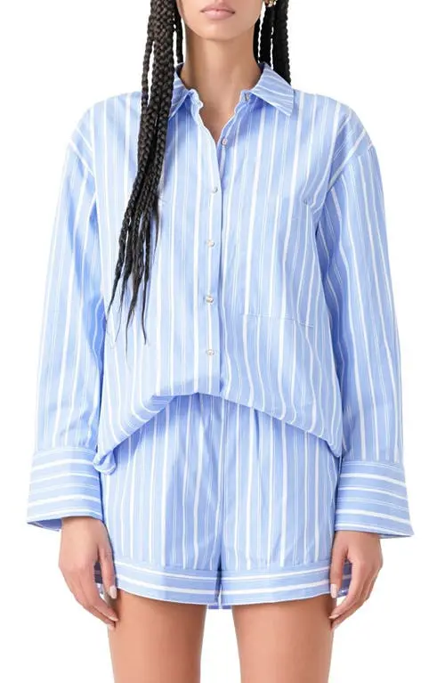 GREY LAB Oversized Striped Button-up Shirt