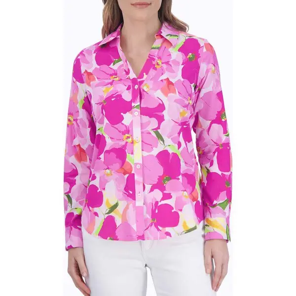 Foxcroft Mary Floral Button-up Shirt - Pink Multi