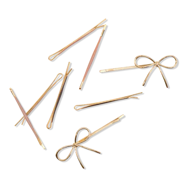 KITSCH Metal Enamel Puffy & Bow Bobby Pins - One-color