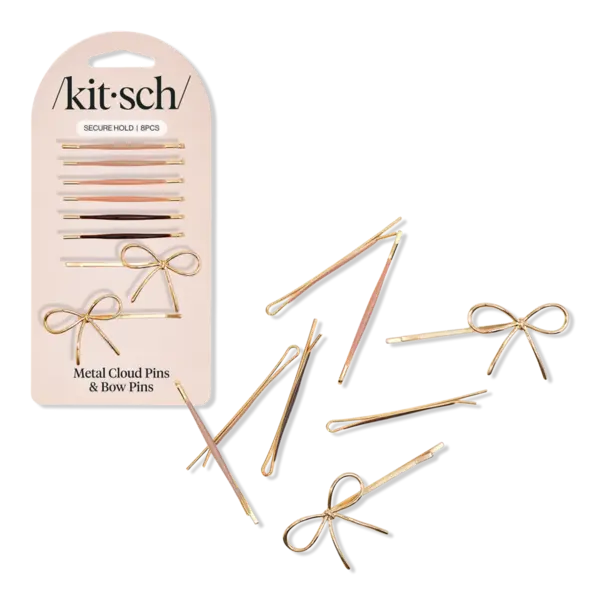 KITSCH Metal Enamel Puffy & Bow Bobby Pins - One-color