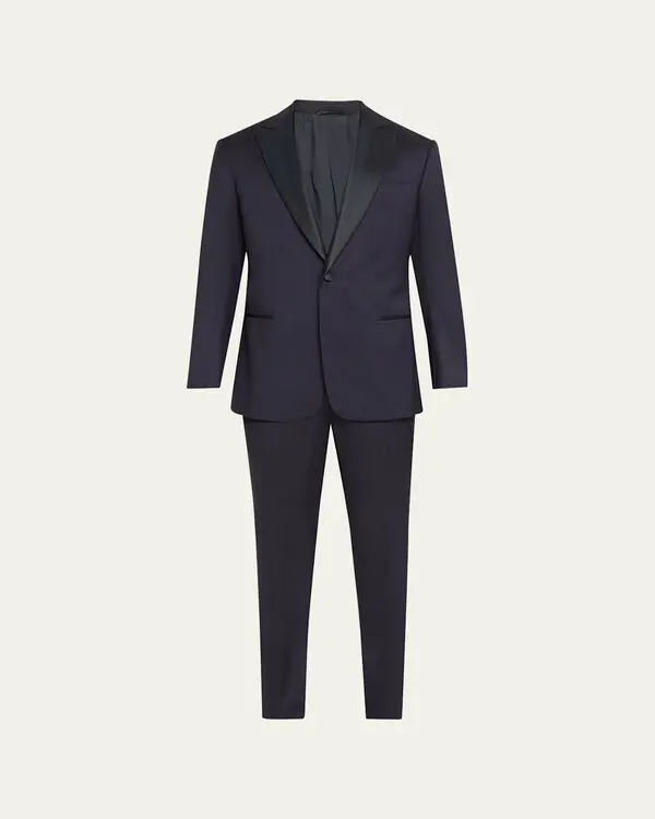 Giorgio Armani Silk-lapel Micro-pattern Suit