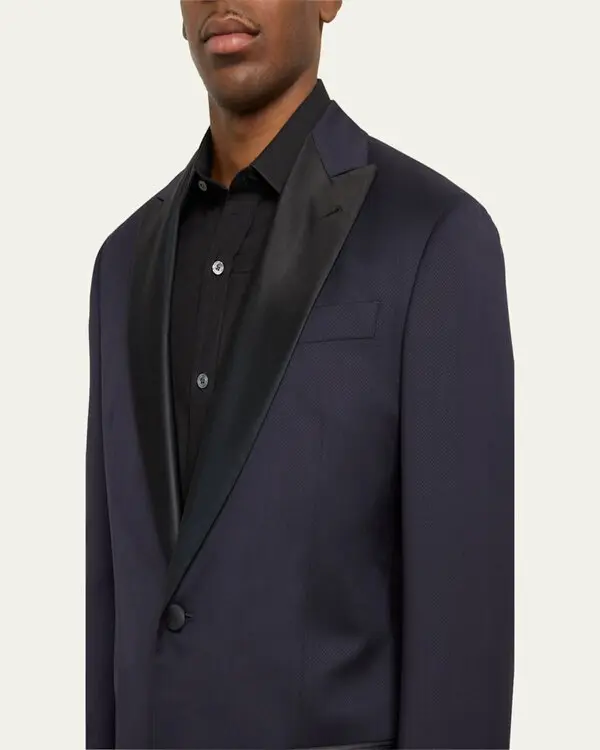 Giorgio Armani Silk-lapel Micro-pattern Suit