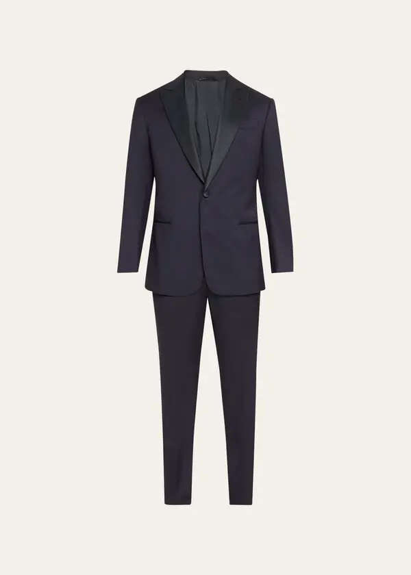 Giorgio Armani Silk-lapel Micro-pattern Suit