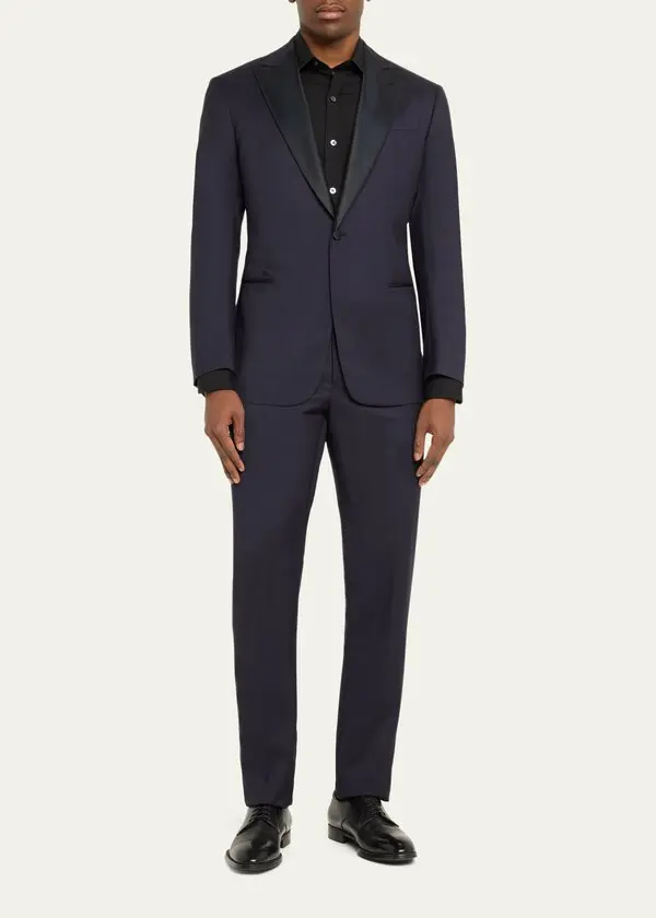 Giorgio Armani Silk-lapel Micro-pattern Suit