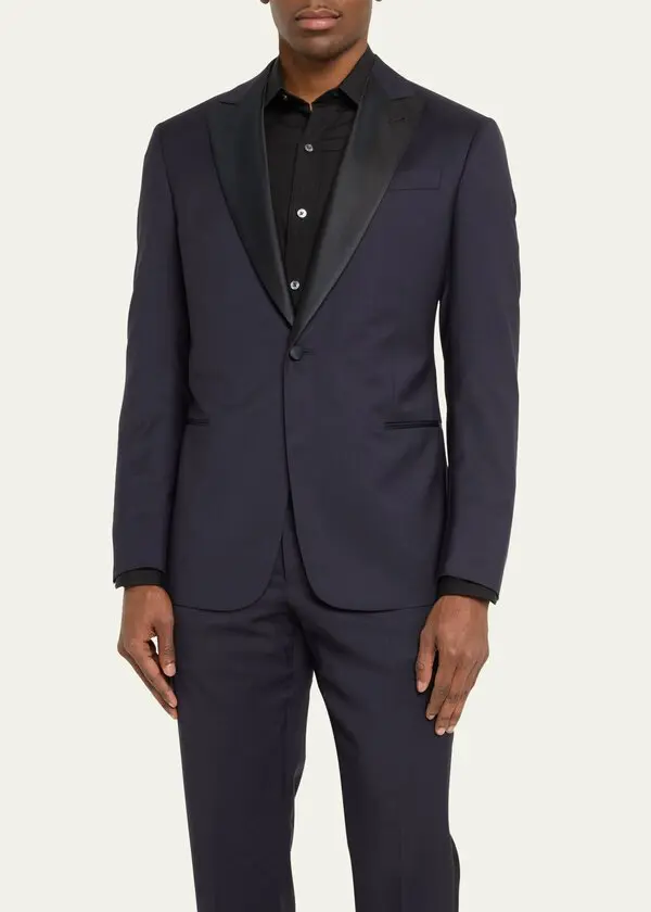 Giorgio Armani Silk-lapel Micro-pattern Suit