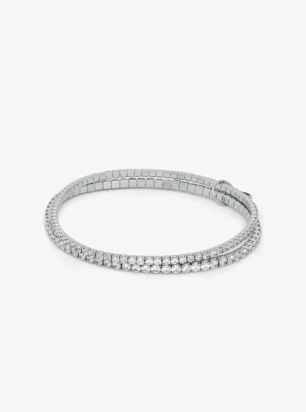 Michael Kors Precious Metal-plated Brass Double Wrap Tennis Bracelet - Silver
