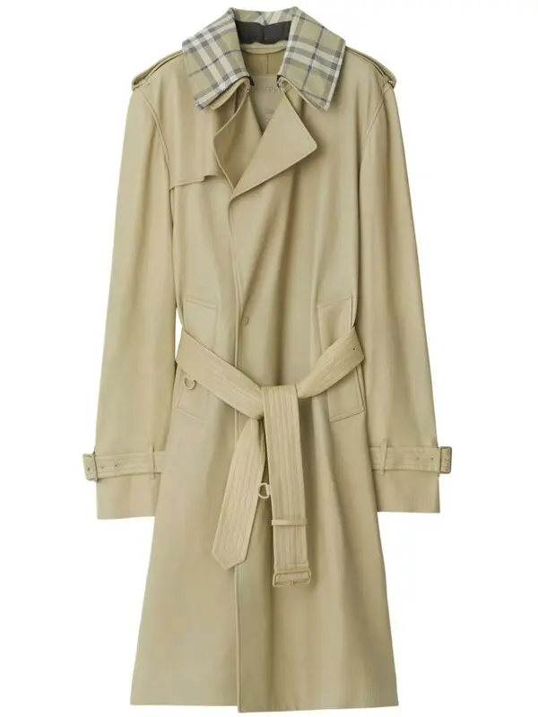 Burberry Detachable-collar Leather Trench Coat