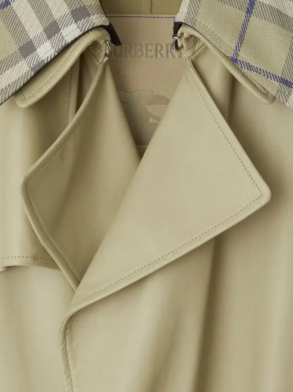Burberry Detachable-collar Leather Trench Coat