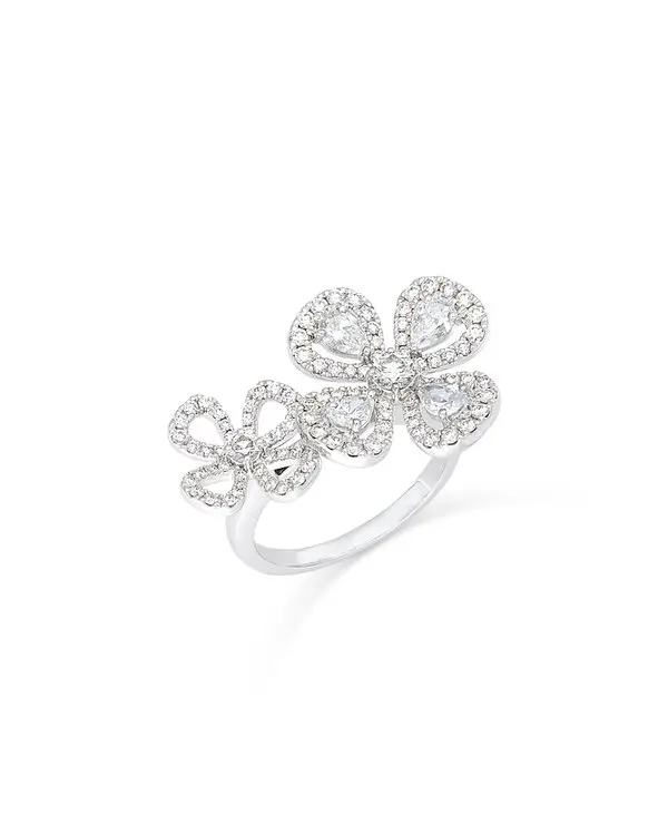Bloomingdale'S Diamond Pear And Round Flower Ring 1.50 Tcw - White