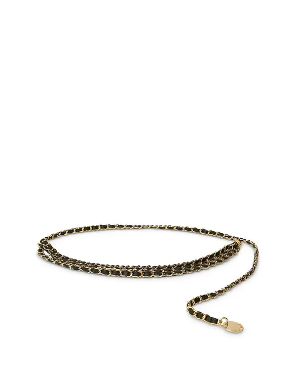 B-low The Belt Giselle Mini Woven Chain Belt - Black/gold