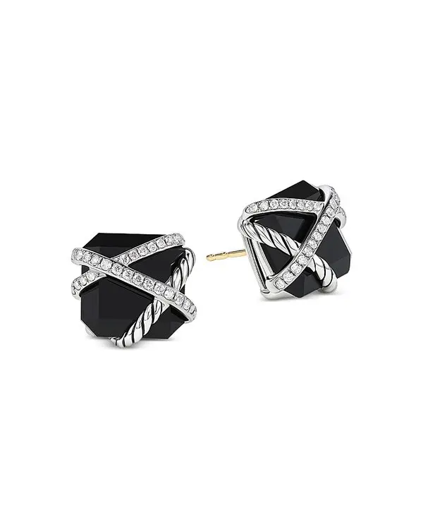 David Yurman Cable Wrap Stud Earrings - Black Onyx/silver