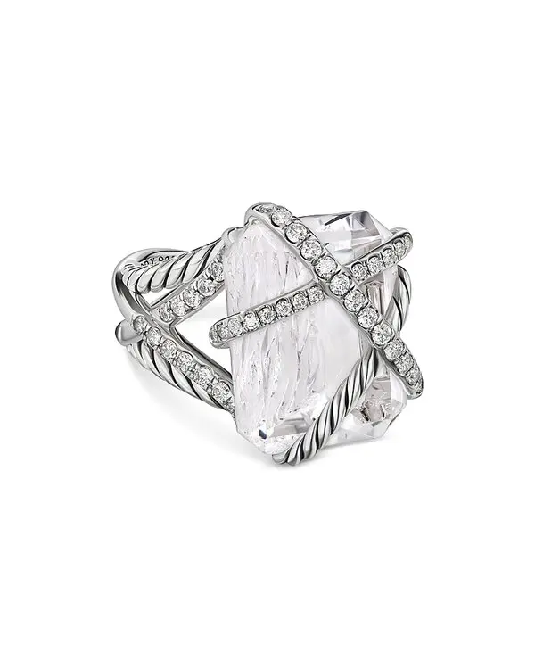 David Yurman Cable Wrap Ring With Gemstone And Diamonds - Crystal