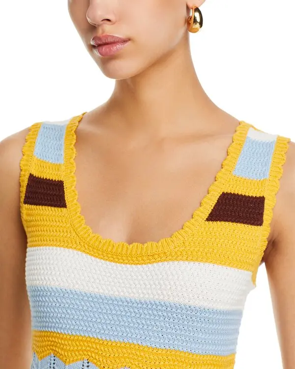 french connection nellis cotton crochet dress Nellis Square Crochet Knit Midi Dress in Ecru