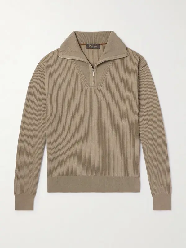 Loro Piana Akan Ribbed Half-zip Sweater - Neutrals